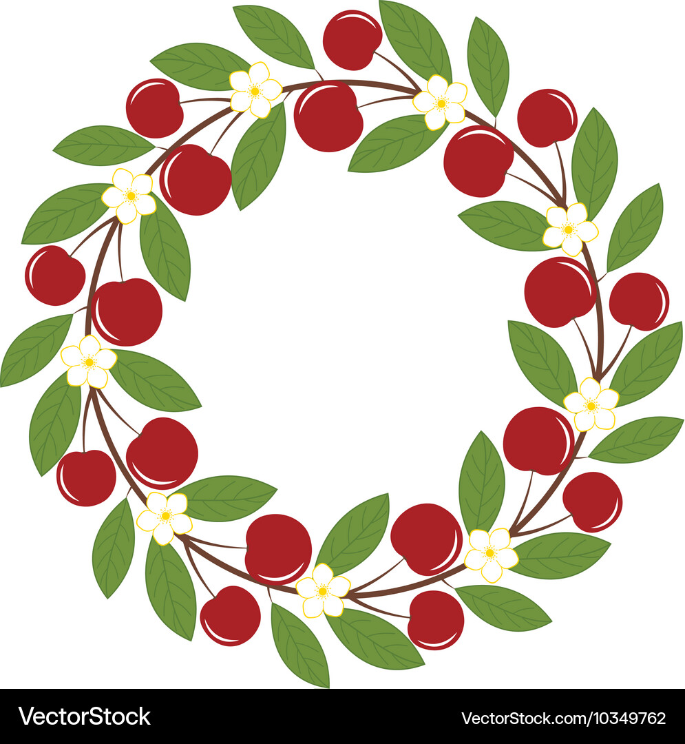 Cherry Wreath Royalty Free Vector Image - VectorStock