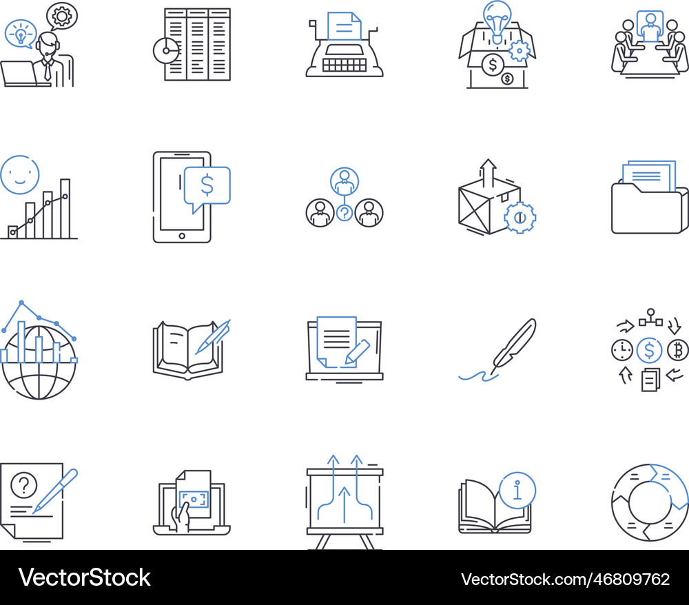 Financial oversight line icons collection Vector Image