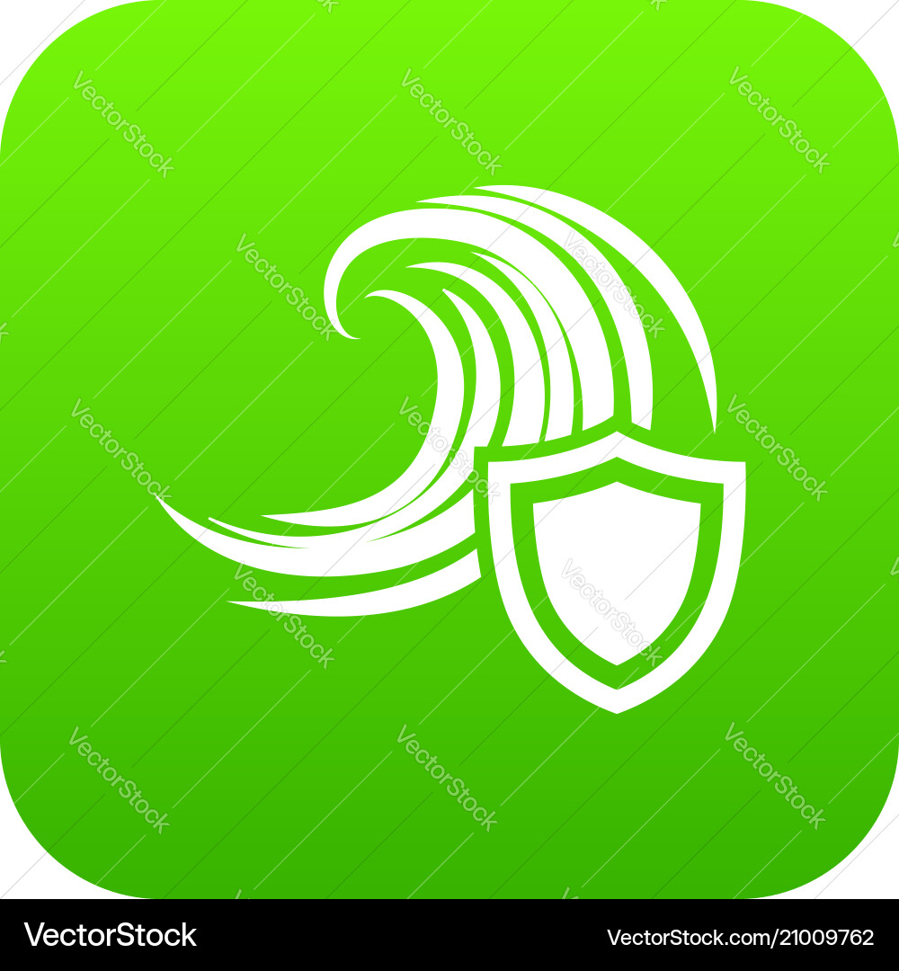 Flood protection icon green Royalty Free Vector Image