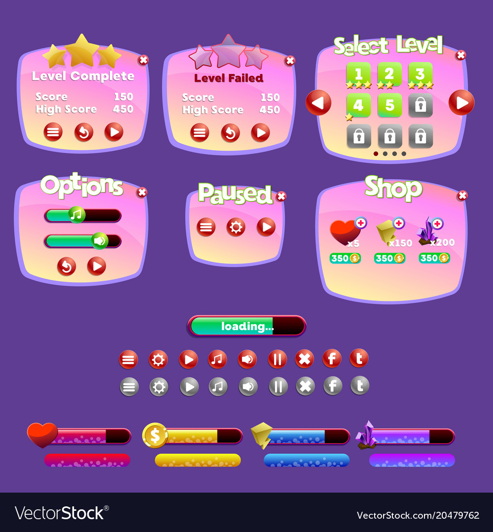 Game interface Royalty Free Vector Image - VectorStock