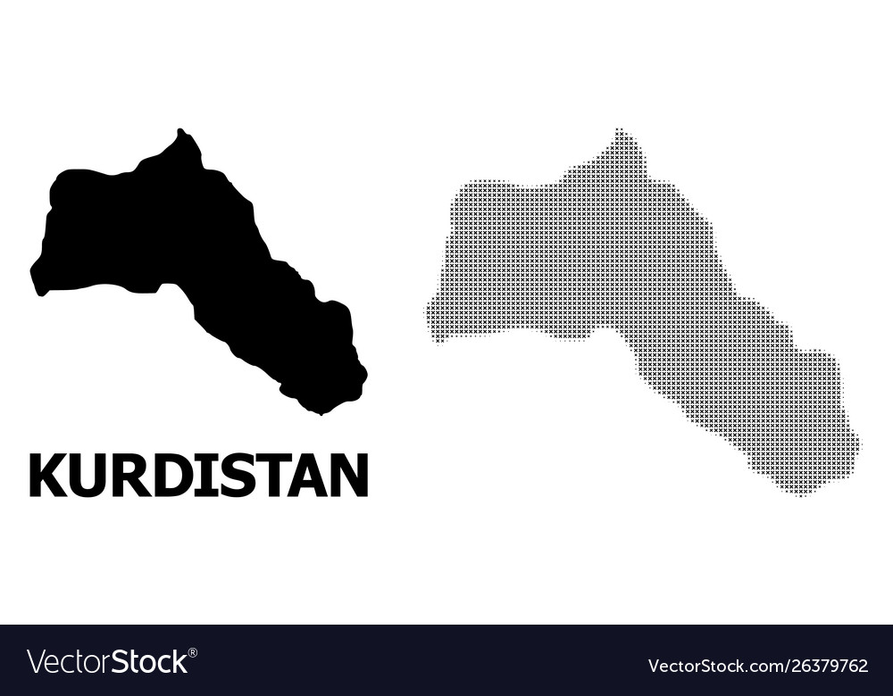 Halftone pattern and solid map kurdistan Vector Image