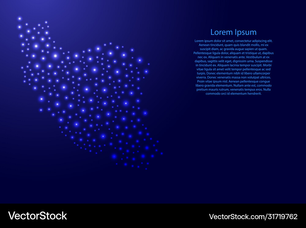 Iran map from blue and glowing space stars Vector Image