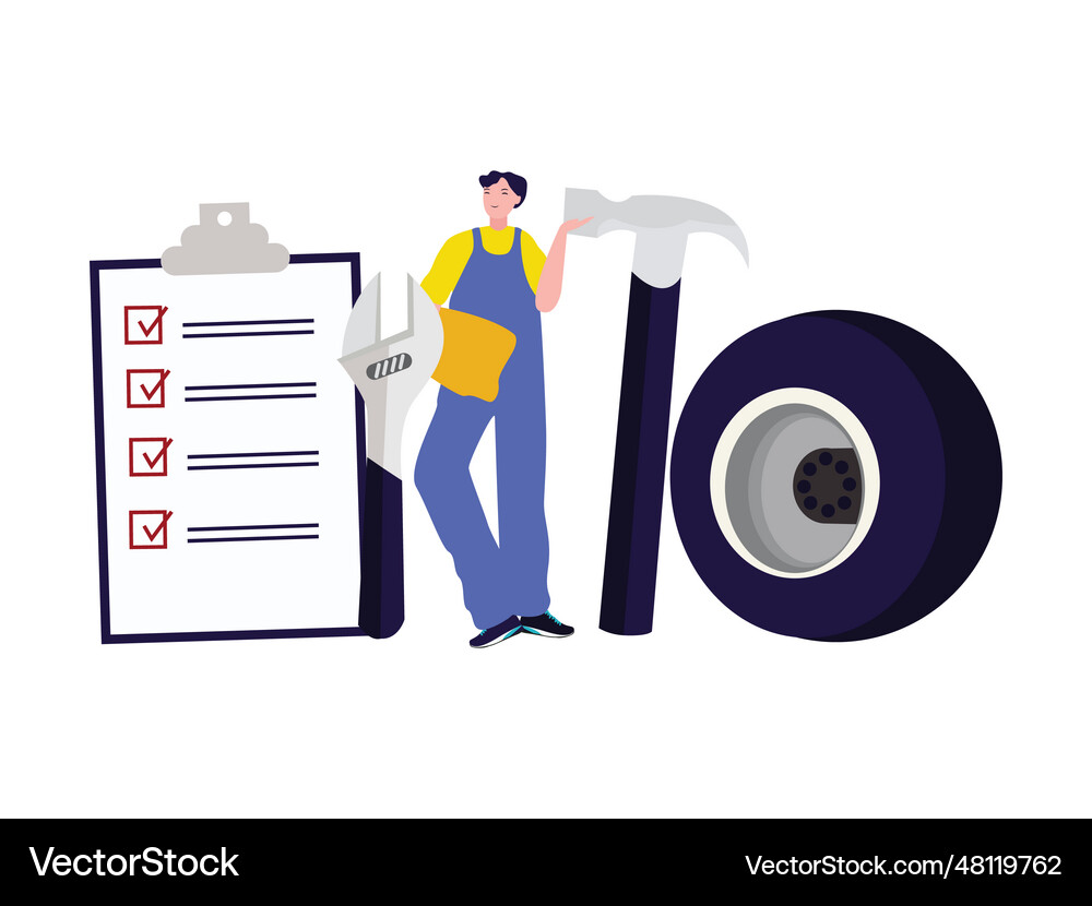 Mechanical service technician repairman fixing Vector Image