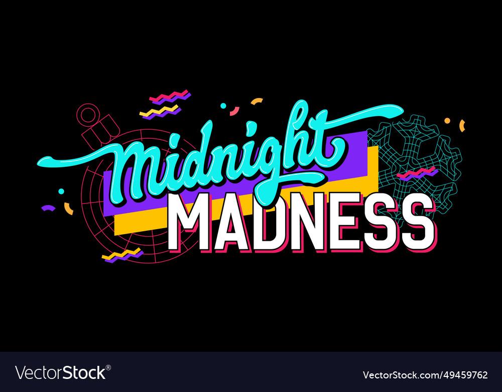 Midnight madness bright and playful 90s-style Vector Image