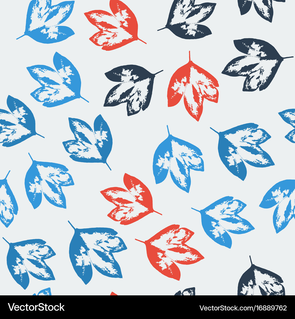 Seamless pattern with leaves on cold background Vector Image