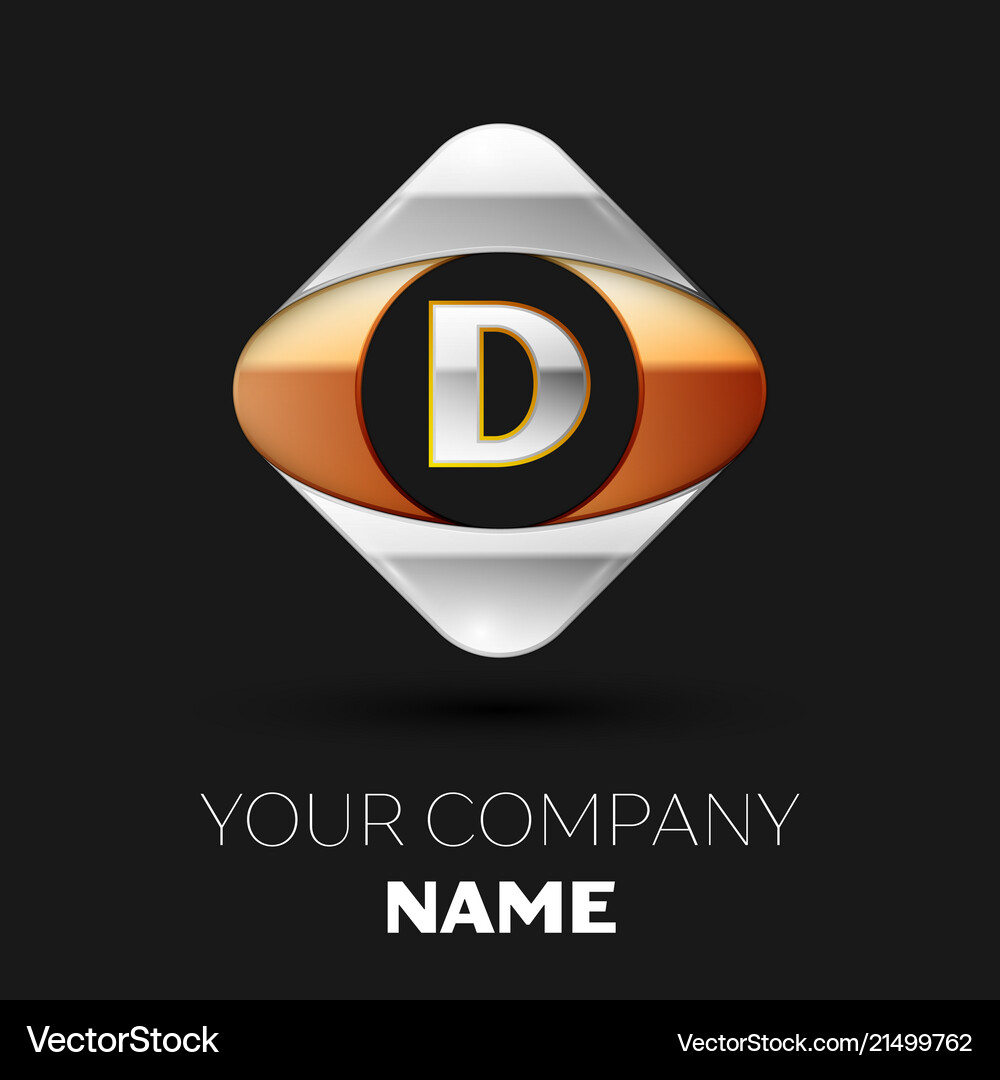 Silver letter d logo symbol in the square shape Vector Image
