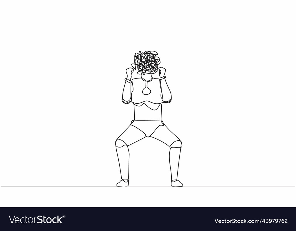 Single continuous line drawing robot with round Vector Image