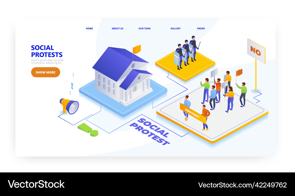 Social protests landing page design website Vector Image