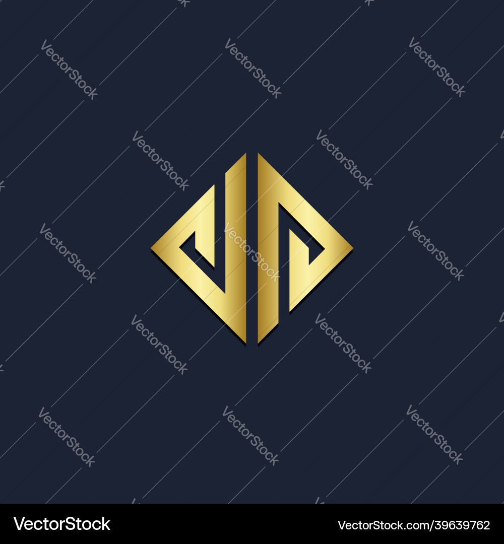 Square shape line gold company logo Royalty Free Vector