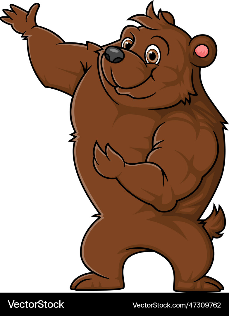 Strong bear cartoon posing mascot character Vector Image