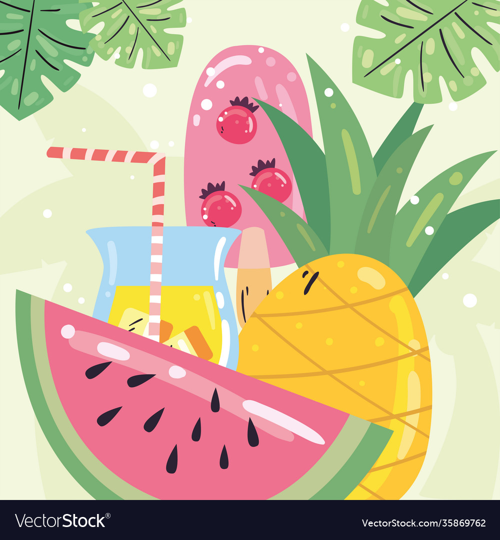 Summer watermelon pineapple cocktail and ice cream