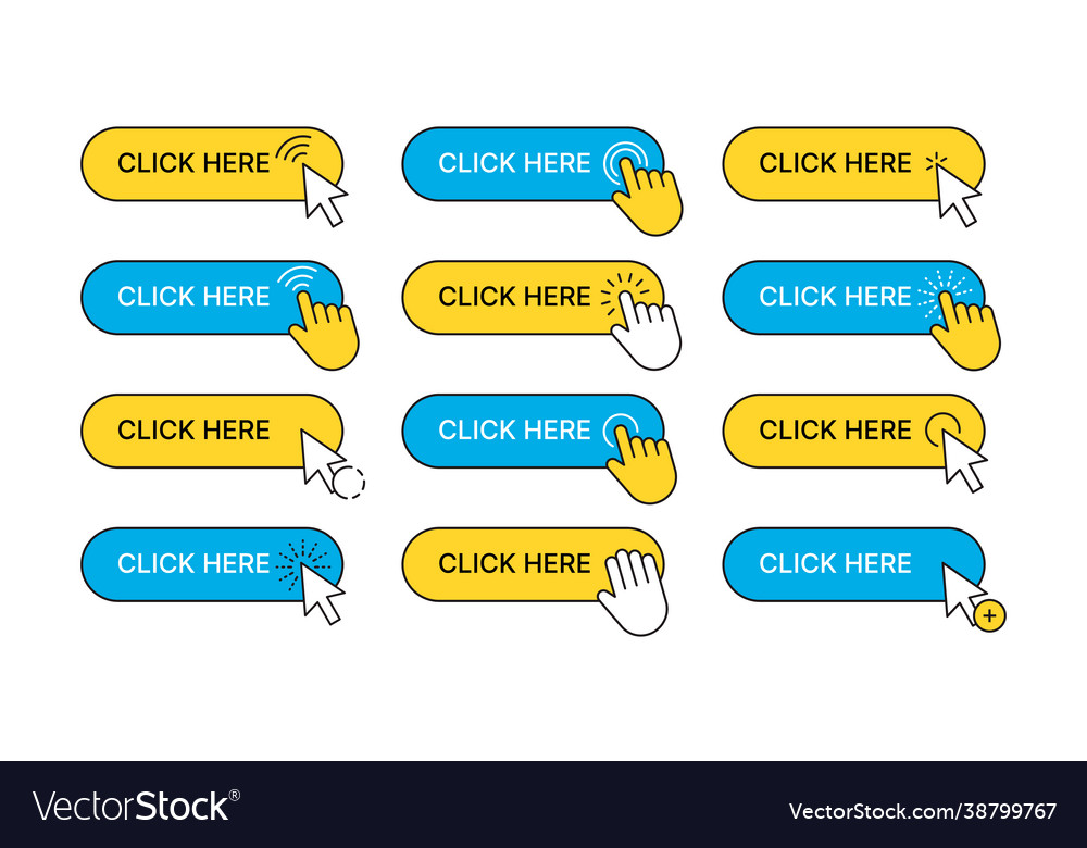 Click here buttons web ui navigation elements Vector Image
