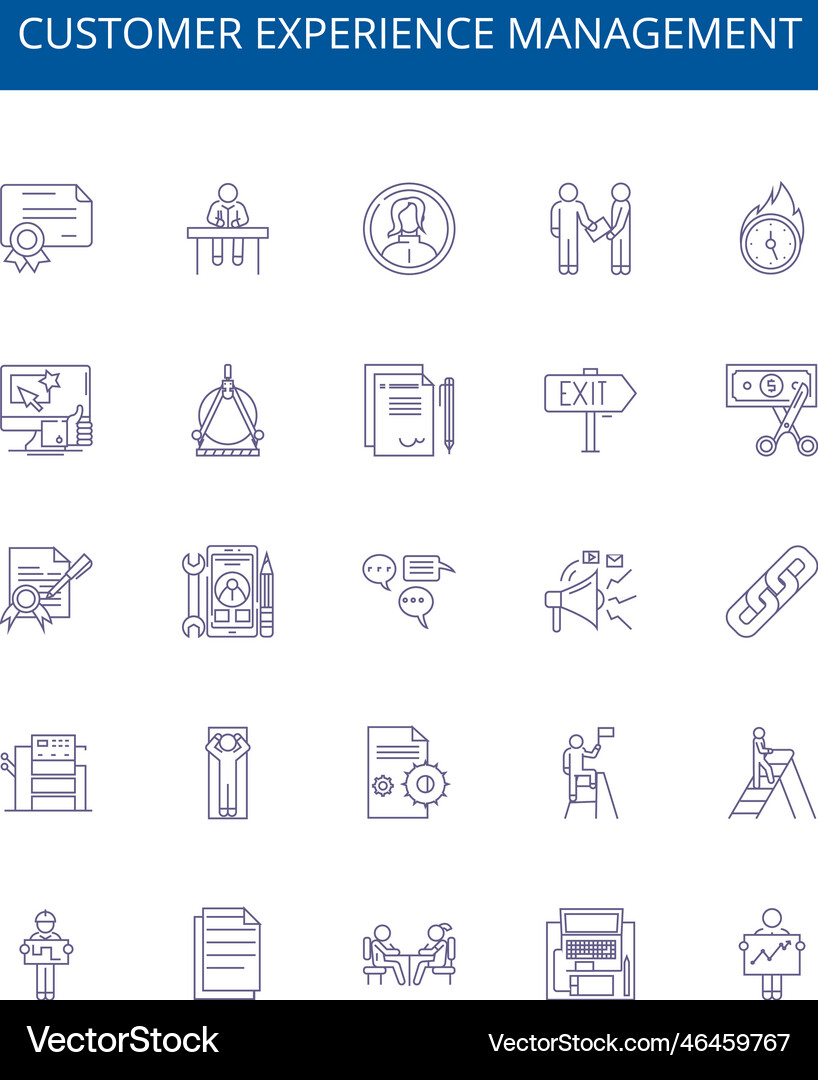 Customer experience management line icons signs Vector Image
