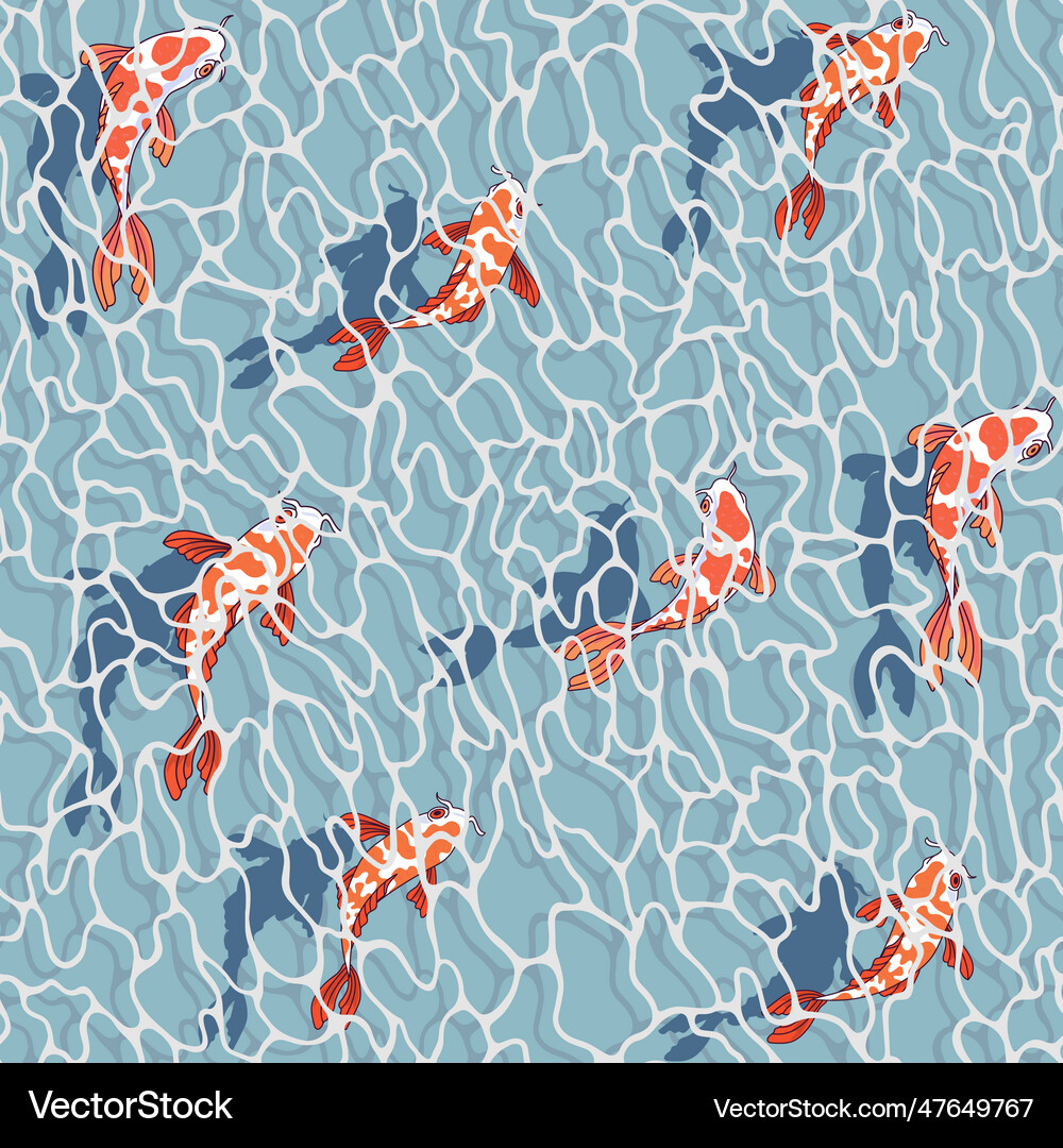 Fish in the water seamless pattern design asian Vector Image