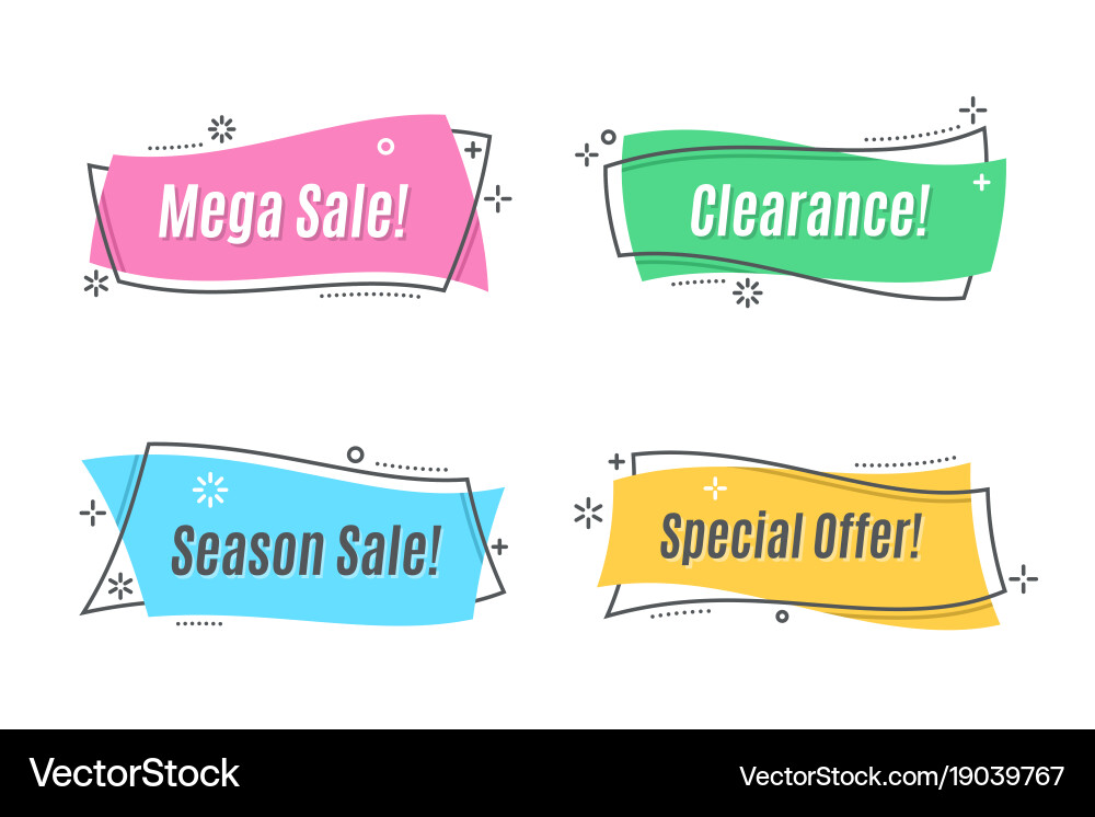 Flat linear promotion ribbon banner scroll price Vector Image