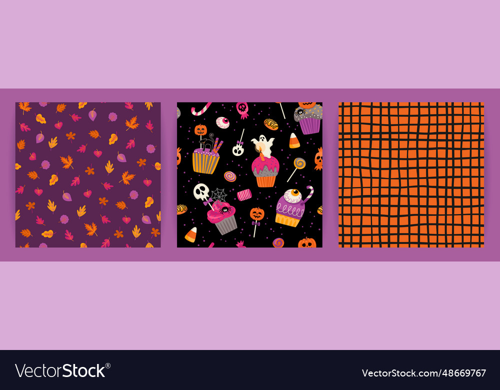 Halloween backgrounds seamless patterns Royalty Free Vector