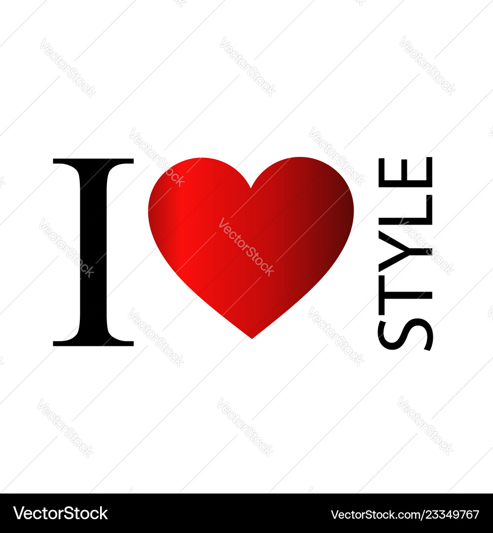 I love style text with red heart Royalty Free Vector Image