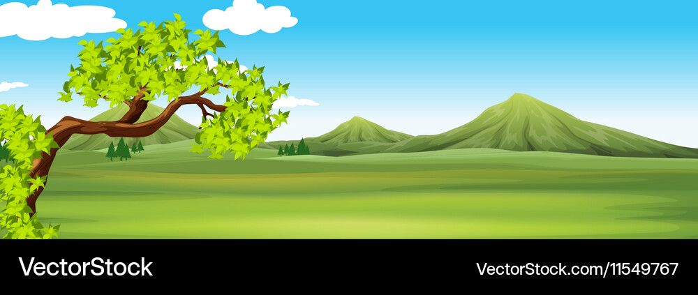 Nature scene with green field Royalty Free Vector Image
