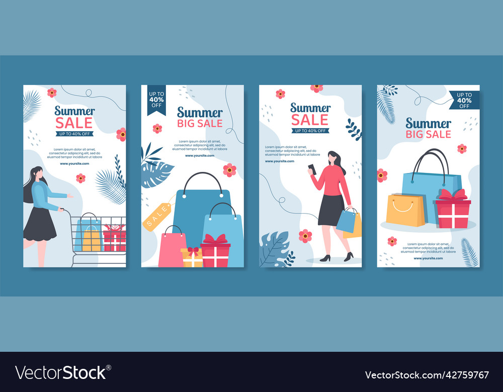 Summer sale stories template social media flat Vector Image