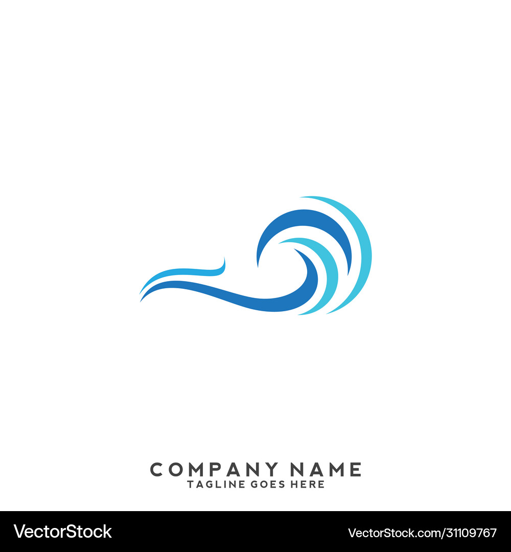 Water wave symbol and icon logo template Vector Image
