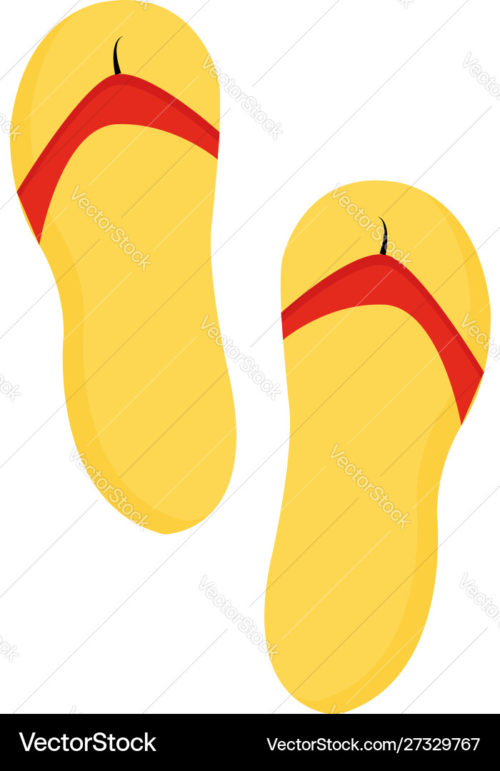 Yellow flip flop on white background Royalty Free Vector