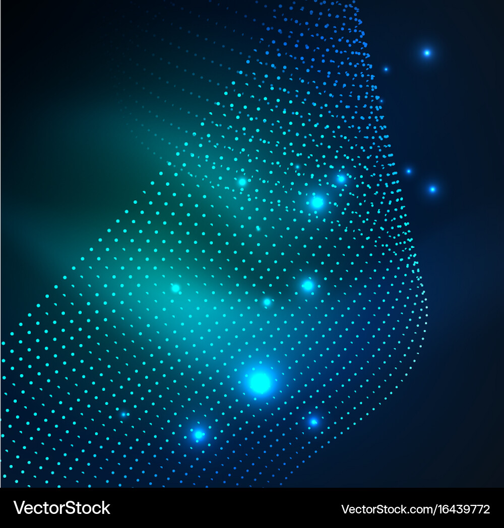 3d illuminated wave of glowing particles Vector Image