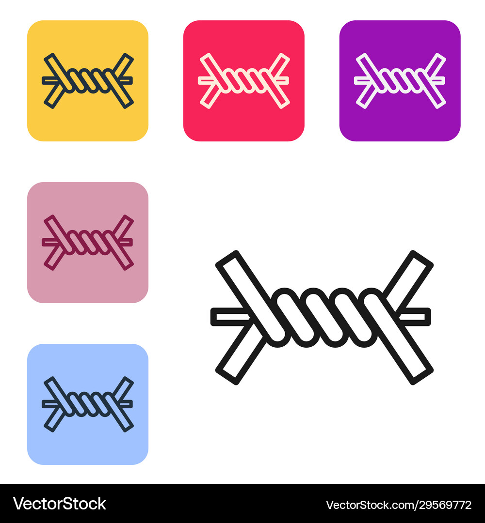 Black line barbed wire icon isolated on white Vector Image