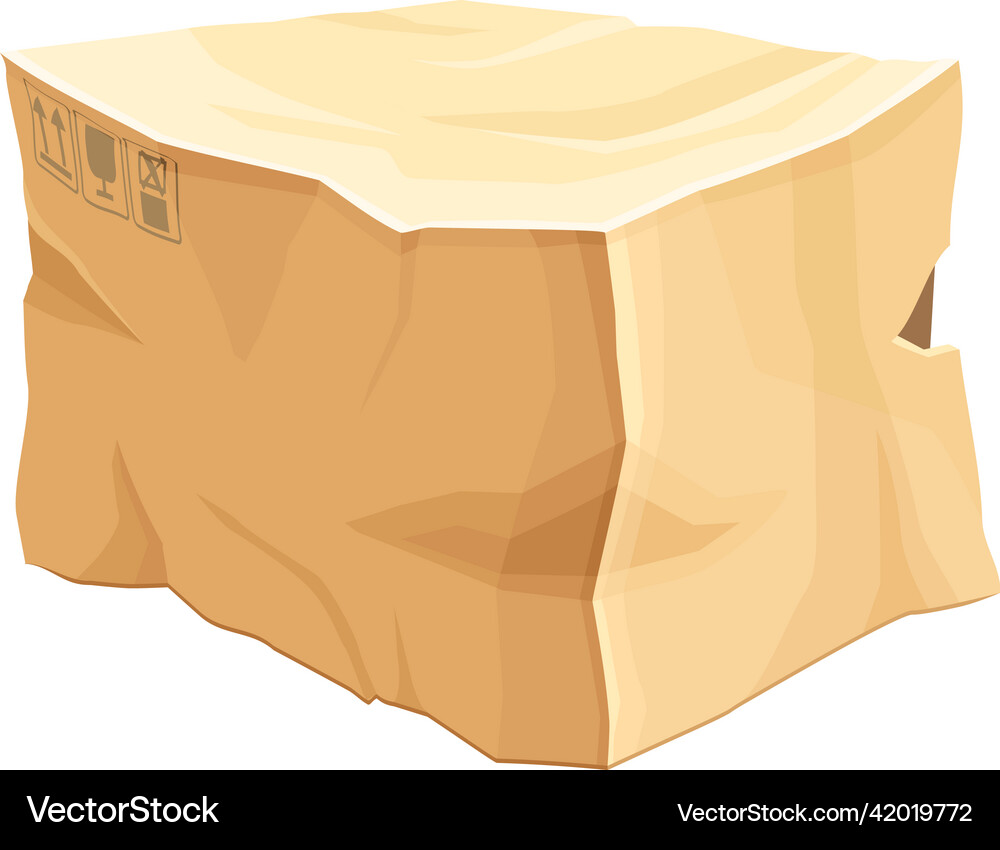 Crumpled cardboard box with corrugated sides Vector Image