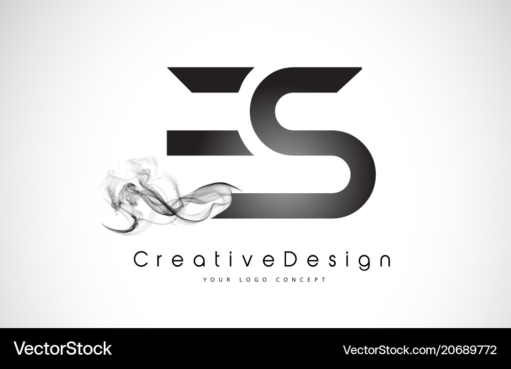 Es letter logo design with black smoke Royalty Free Vector