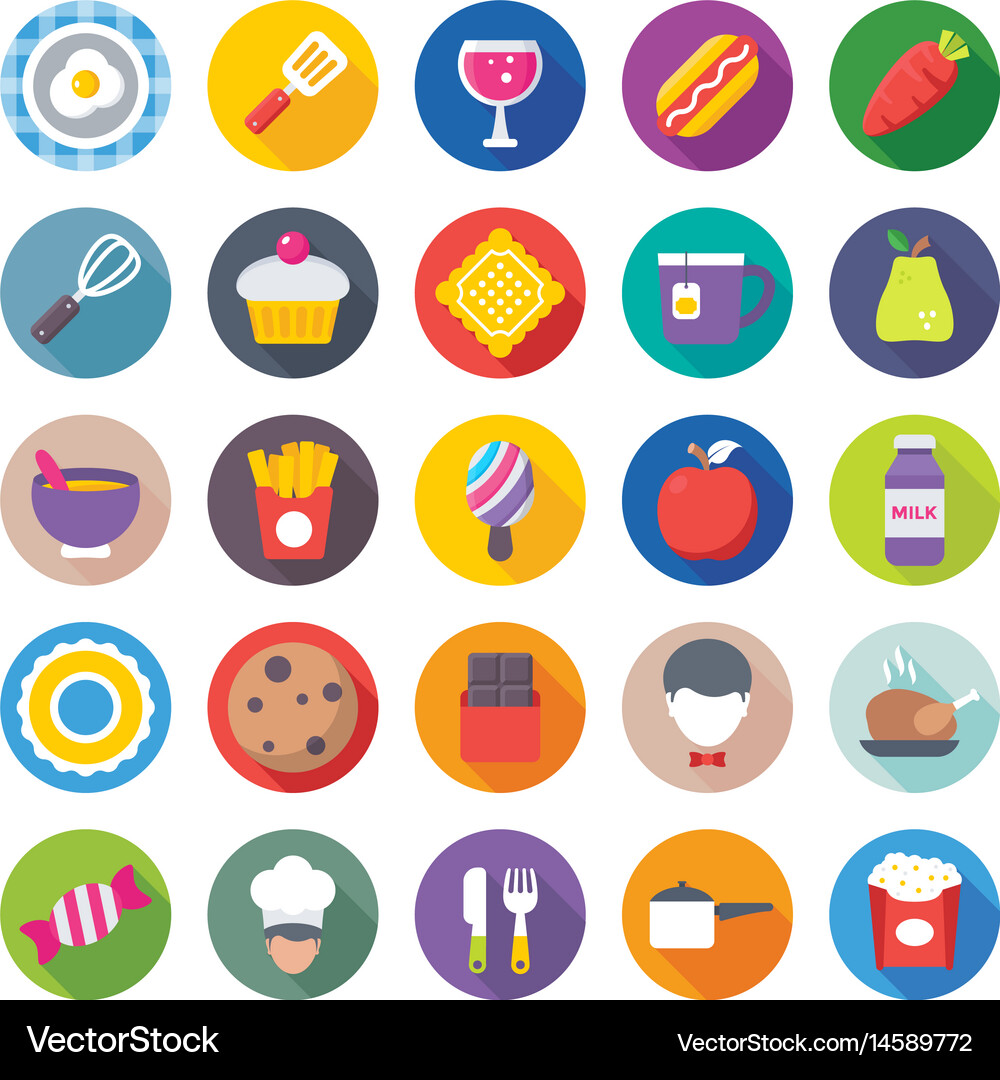 Food flat icons 6 Royalty Free Vector Image - VectorStock