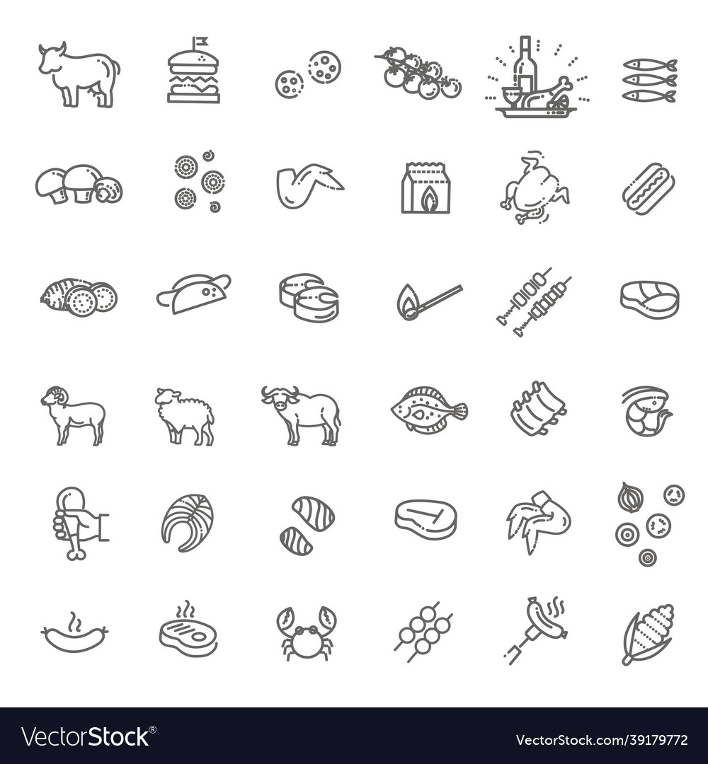 Line barbecue icons set on white background Vector Image