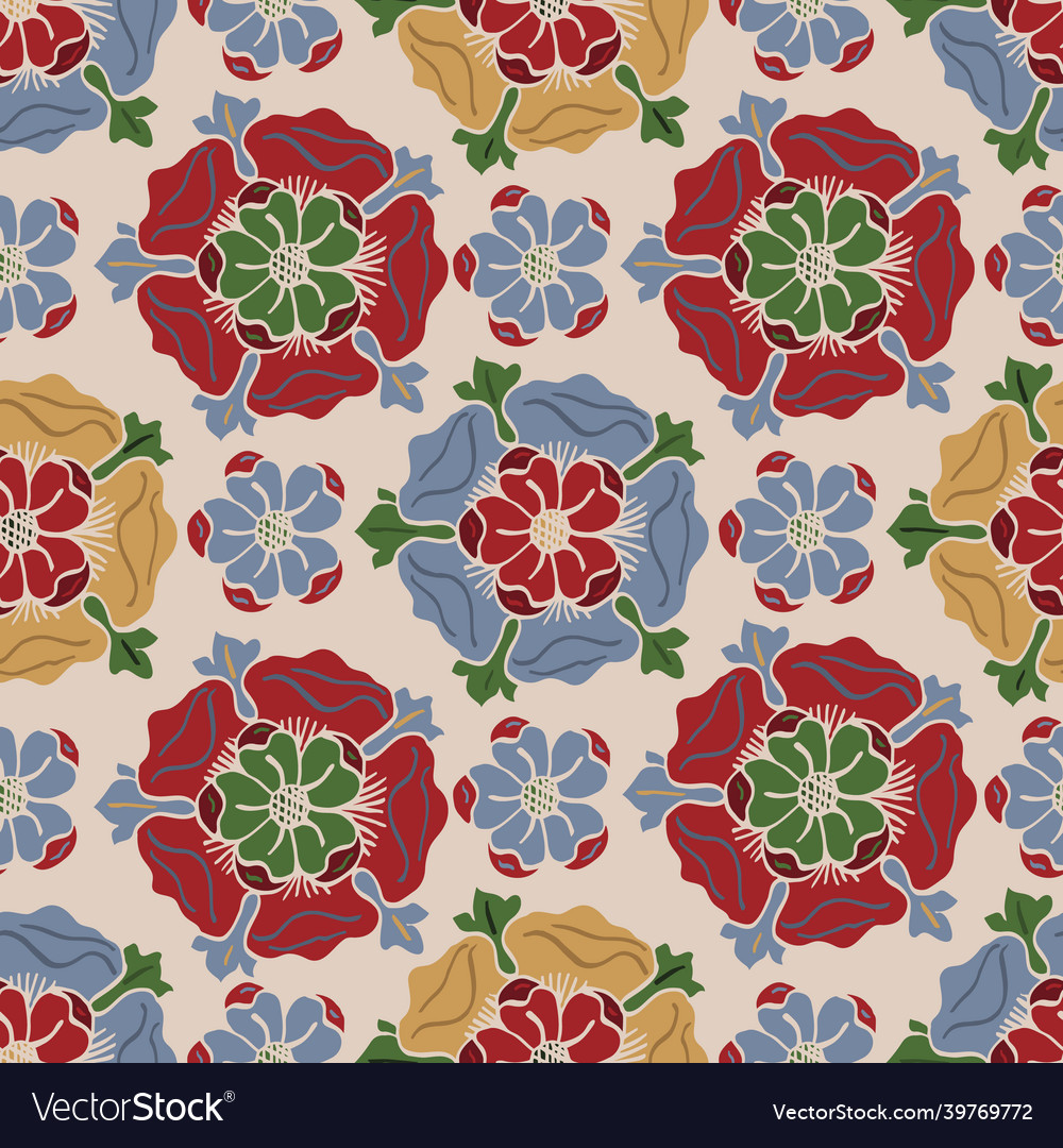 Medieval rose pattern seamless background Vector Image