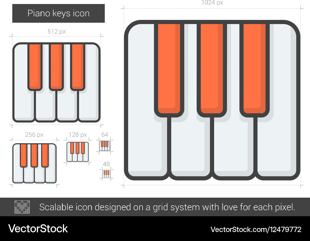 Piano keys line icon Royalty Free Vector Image