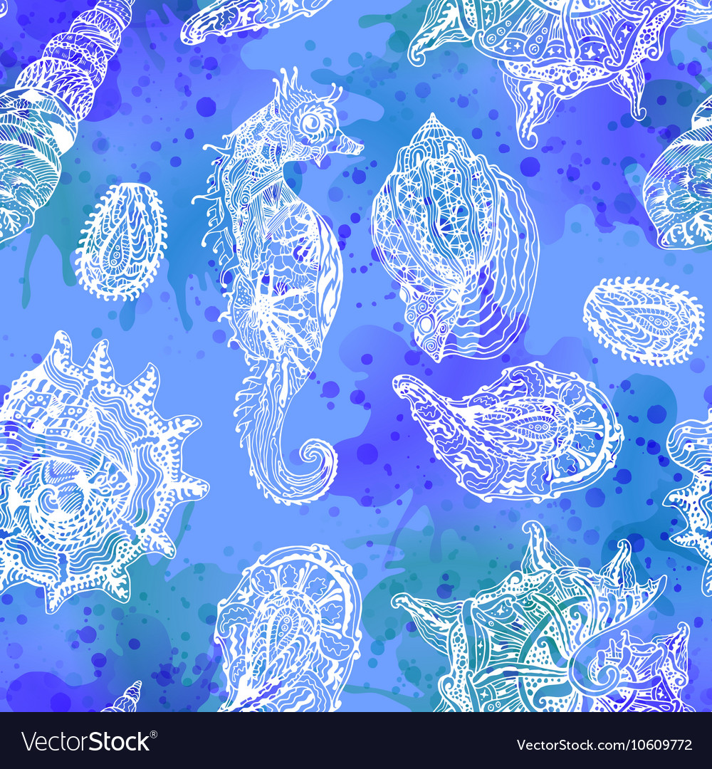 Seamless pattern with abstract shells Royalty Free Vector