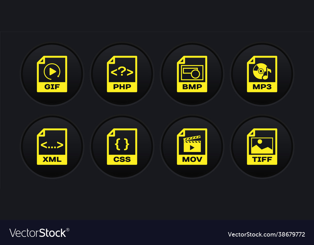 Set Xml File Document Mp3 Css Mov Bmp And Php Vector Image 3485