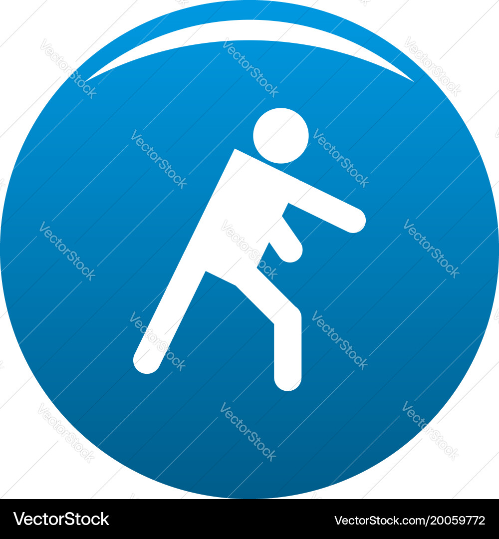 Stick figure stickman icon blue Royalty Free Vector Image