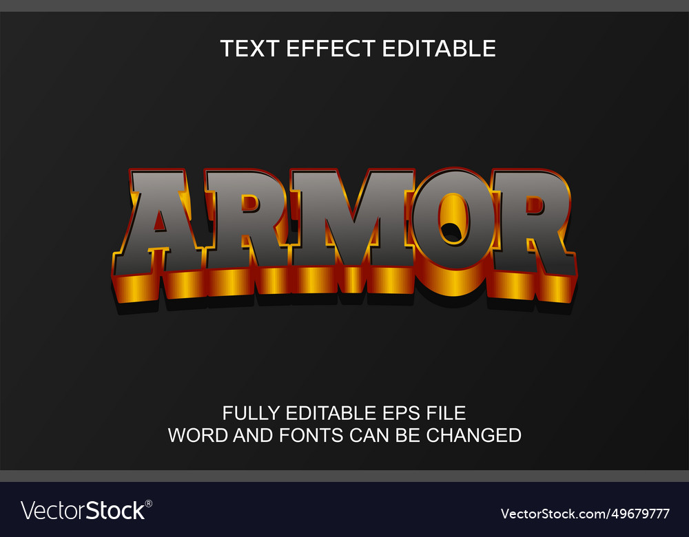 3d text effect armor editable Royalty Free Vector Image 3d text effect armor editable Royalty Free Vector Image