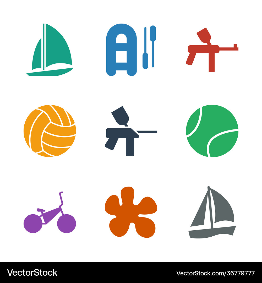 9 recreational icons Royalty Free Vector Image