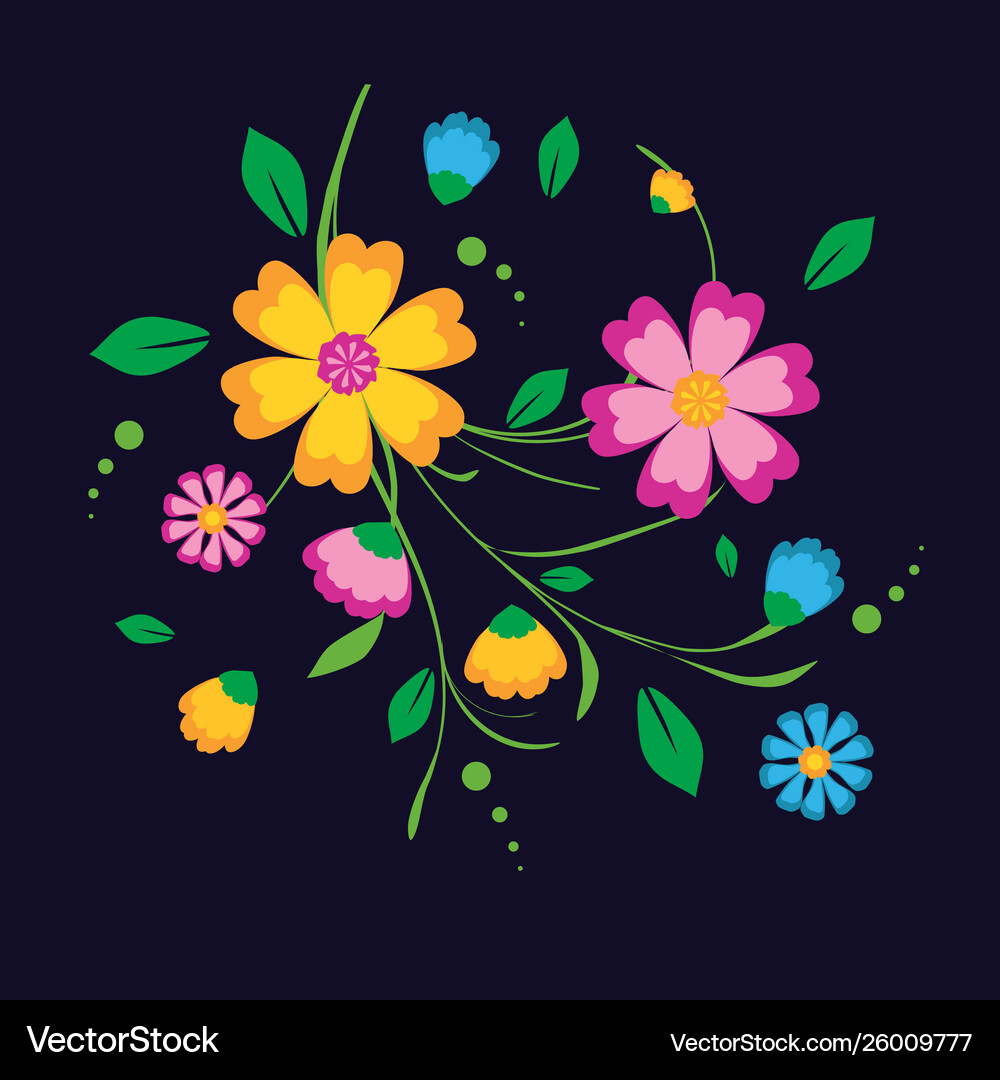 A bunch colorful flowers Royalty Free Vector Image