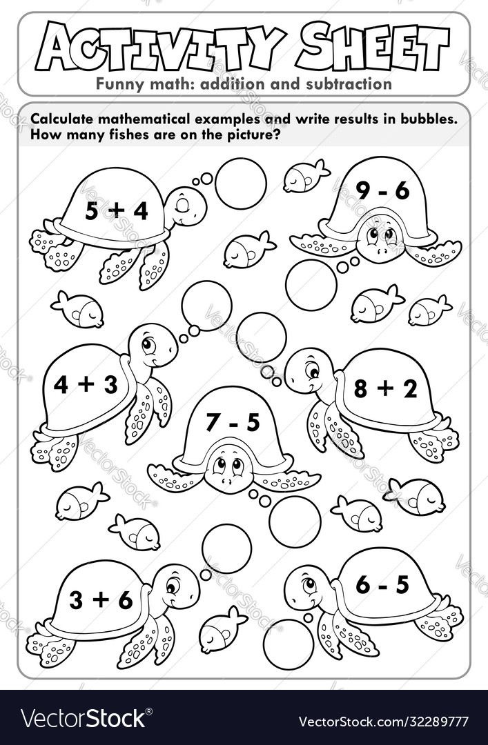 Activity sheet math theme 7 Royalty Free Vector Image Activity sheet math theme 7 Royalty Free Vector Image