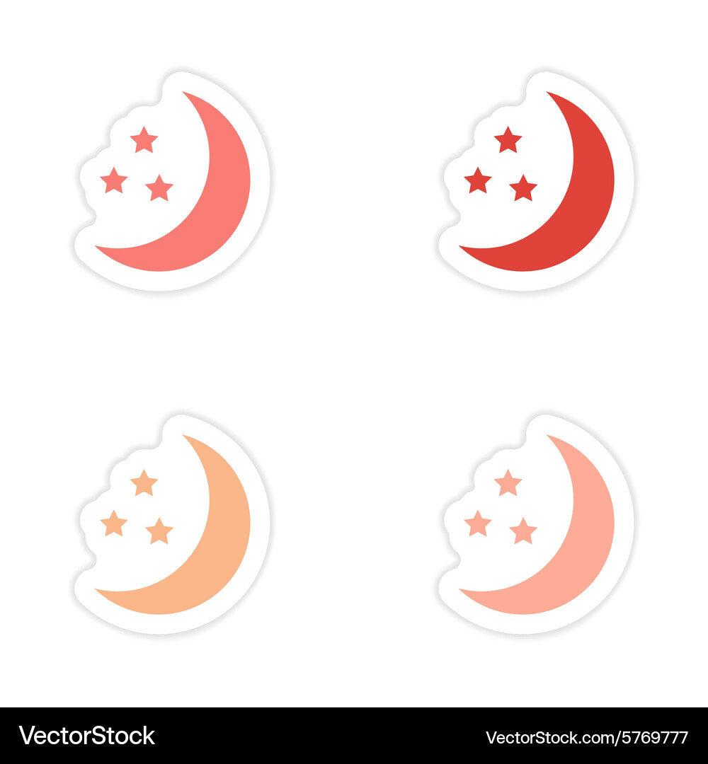 Assembly realistic sticker design on paper moon Vector Image