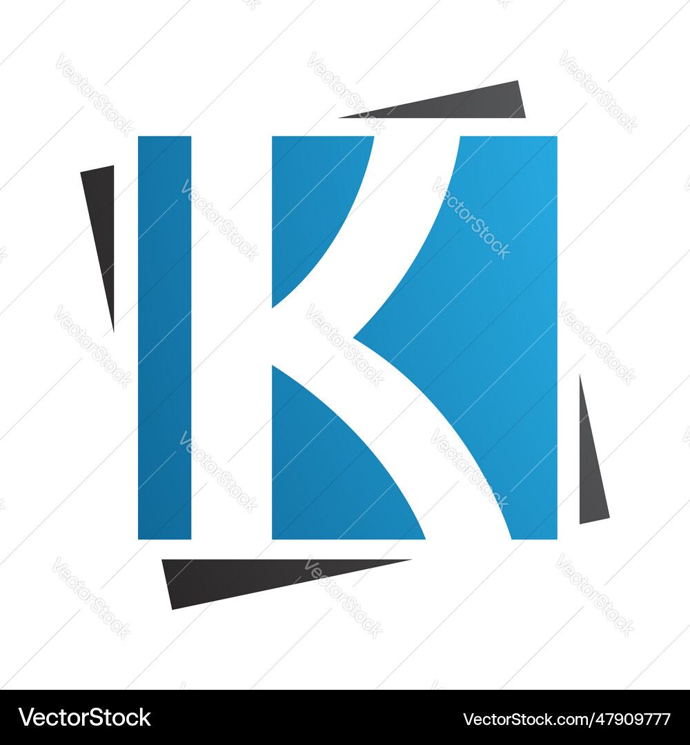 Blue and black square letter k icon Royalty Free Vector