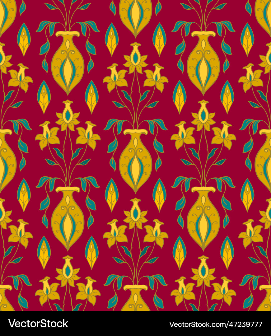 Colorful pattern with vases and flowers Royalty Free Vector
