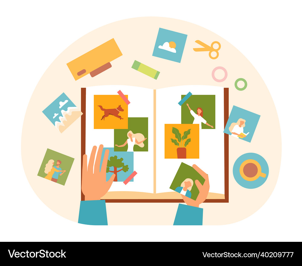 Creating photo album Royalty Free Vector Image