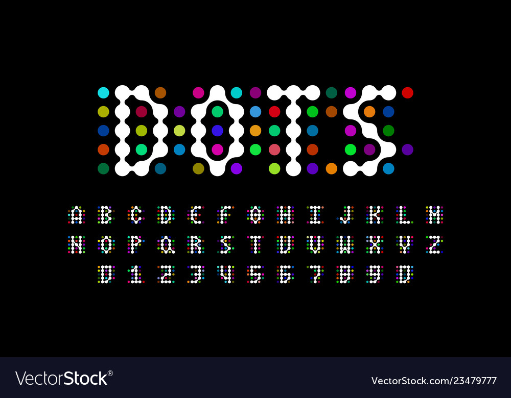 Dots style font design alphabet letters Royalty Free Vector