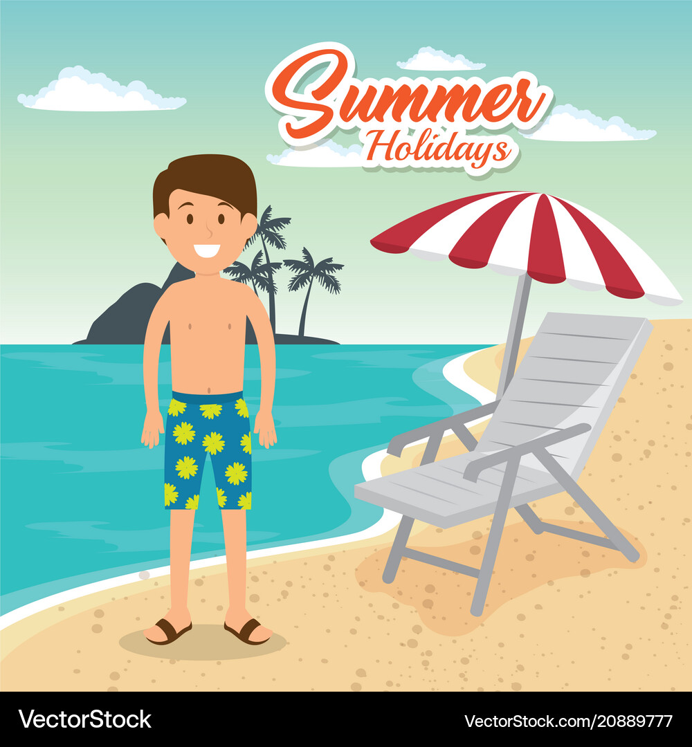 Man in the beach character Royalty Free Vector Image