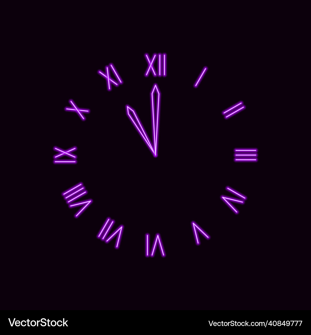 Purple clock with roman numerals Royalty Free Vector Image