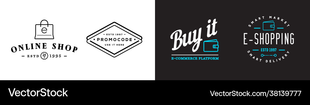 Set four e-commerce online shopping signs Vector Image