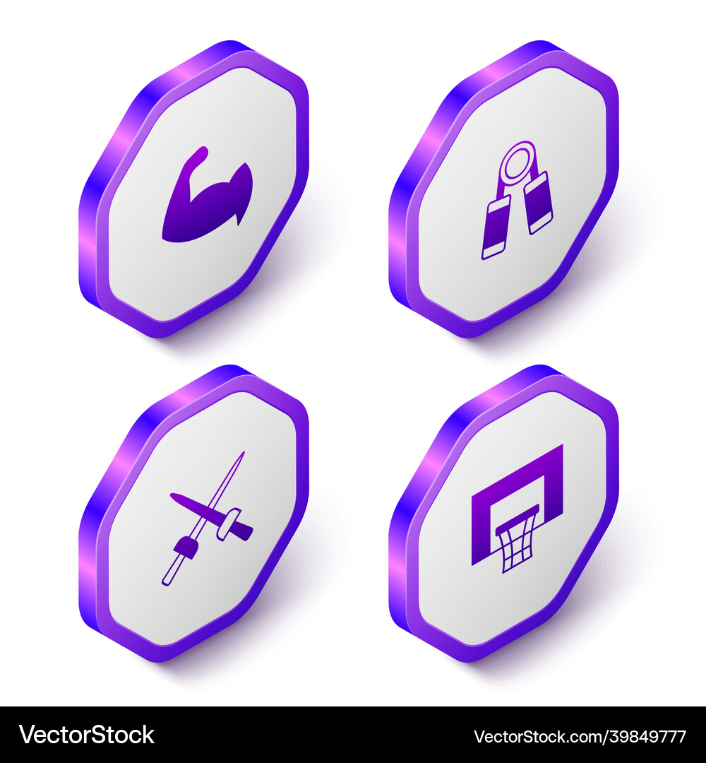 Set isometric bodybuilder showing his muscles Vector Image