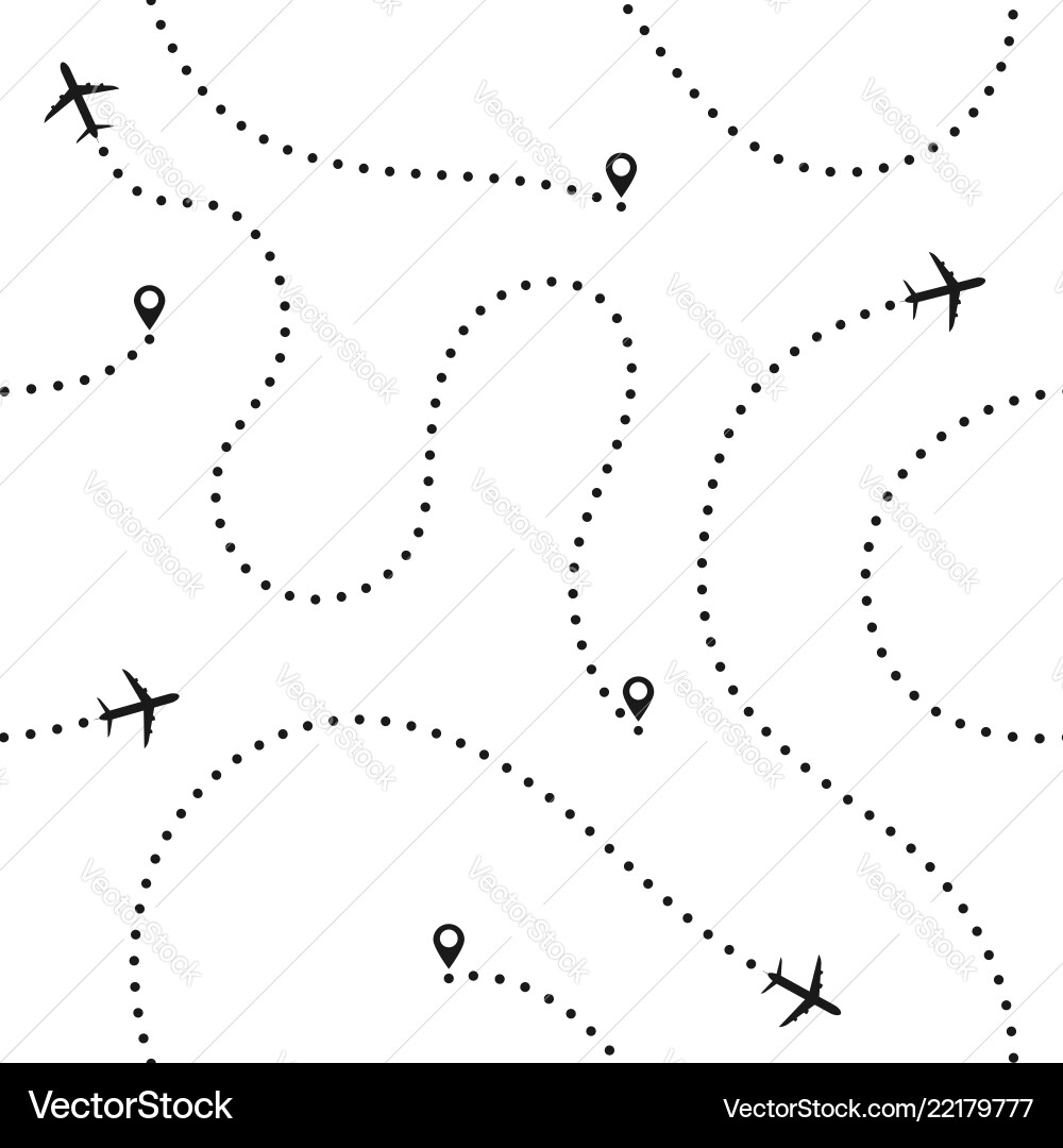 Travel Concept Seamless Pattern Abstract Airplane Vector Image
